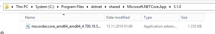 Microsoft .NET Core 3.1.0 Windiws Server Hosting installer installs ...