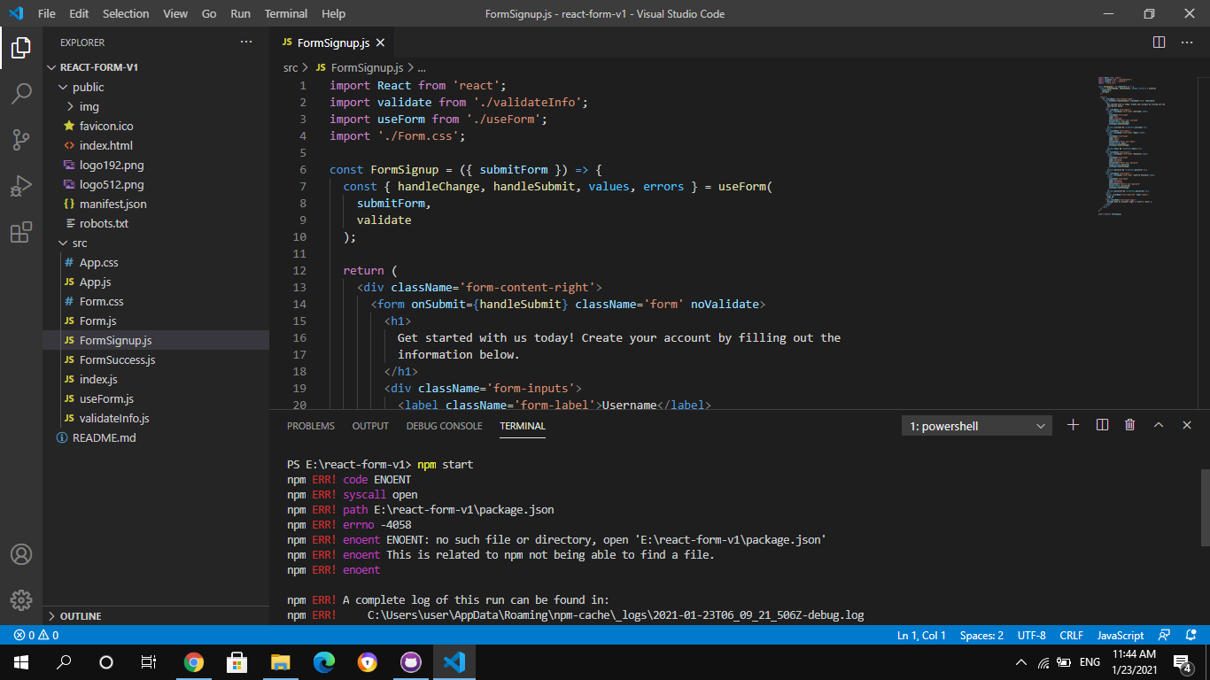 not able to properly run this file from vs code after downloading · Issue #1 · briancodex/react ...