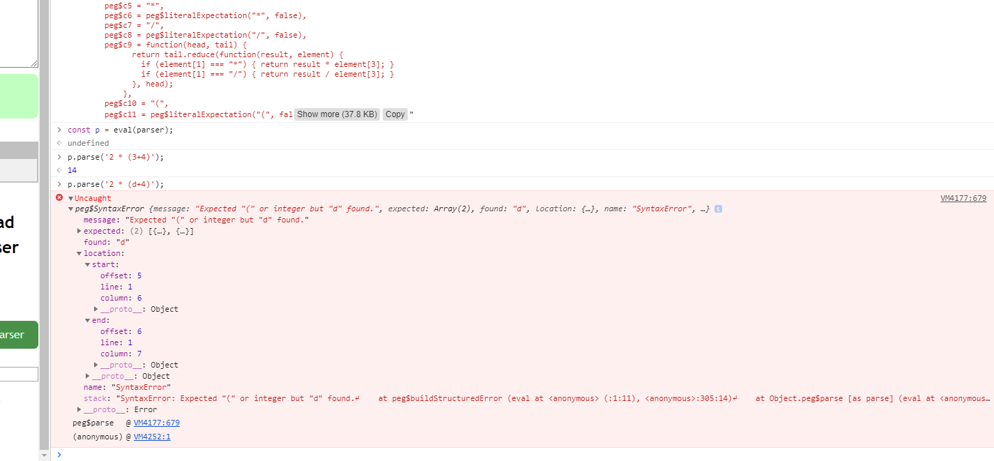 Parser error messages should contain line and column information · Issue #624 · pegjs/pegjs · GitHub