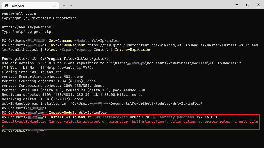 Cannot Validate Argument On Parameter WslInstanceName Issue 27 Wikiped Wsl IpHandler GitHub