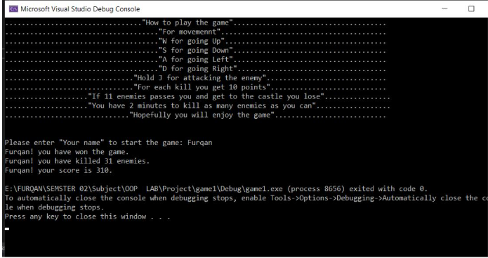 Github Furqanali1112d Game Game Using Concepts Of Object Oriented Programming Of C And