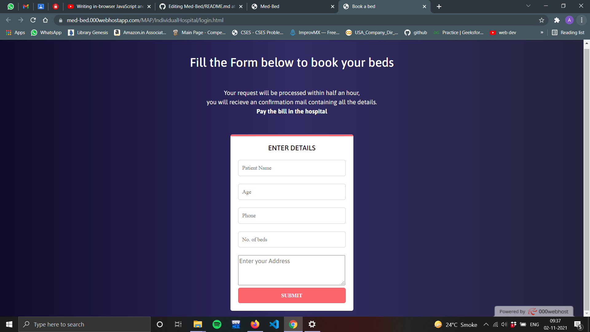 GitHub - Adarsh-k0802/Med-Bed: A project made for NIT Rourkela Hackathon