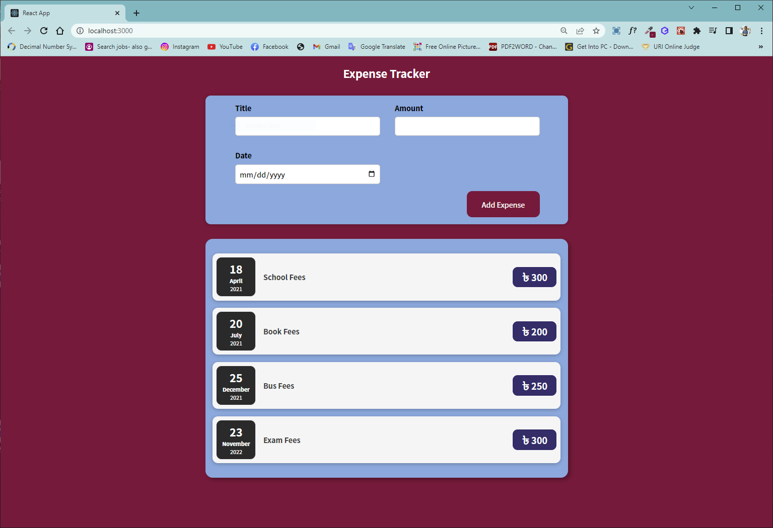 GitHub - mdshakilkhan841/React-Expense-Tracker