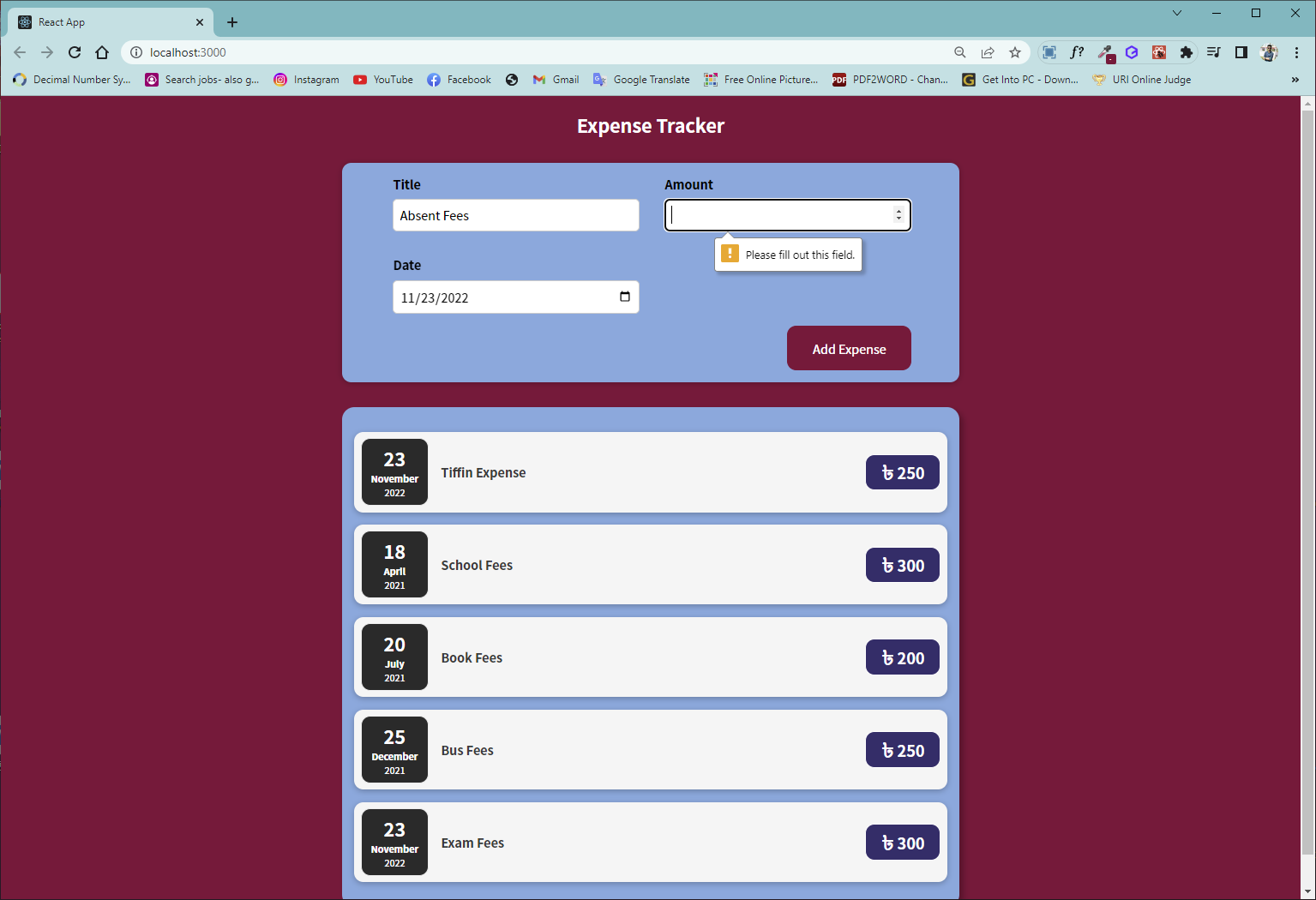 GitHub - mdshakilkhan841/React-Expense-Tracker