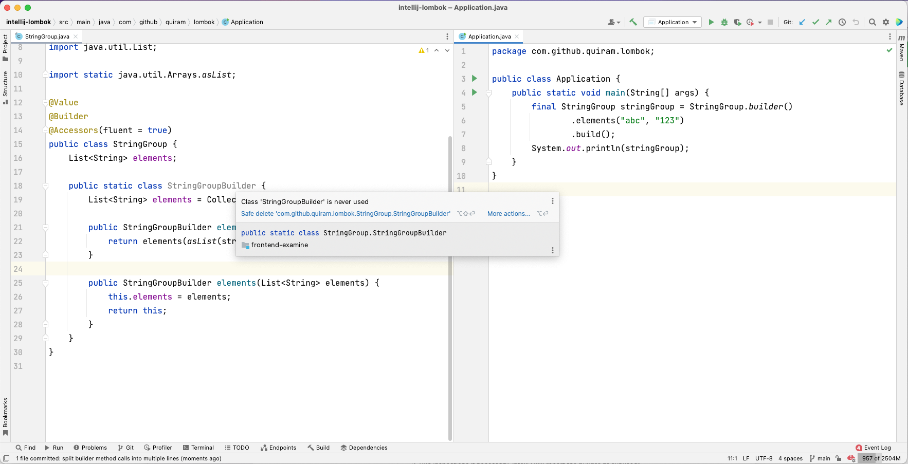 IntelliJ inspection incorrectly reports customised builder as unused · Issue #1112 · mplushnikov ...