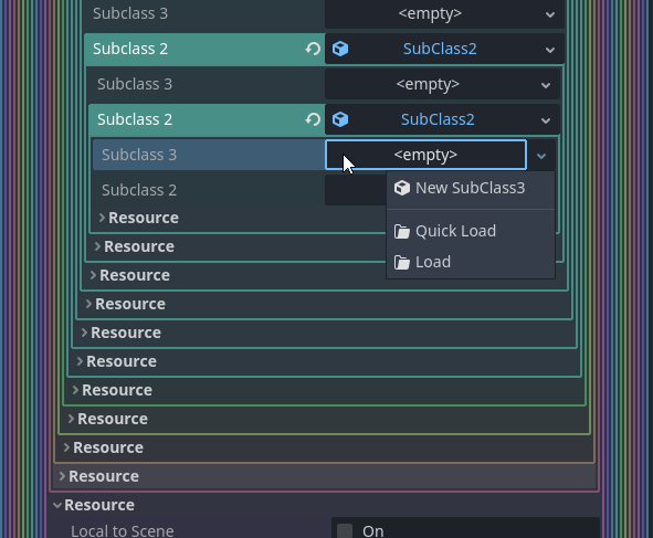 Inspector should expose Resource's Script property so scripts can be set in nested resource ...