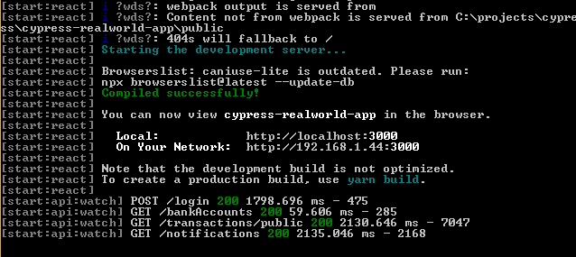 Error upon launching with command yarn dev · Issue #811 · cypress-io/cypress-realworld-app · GitHub
