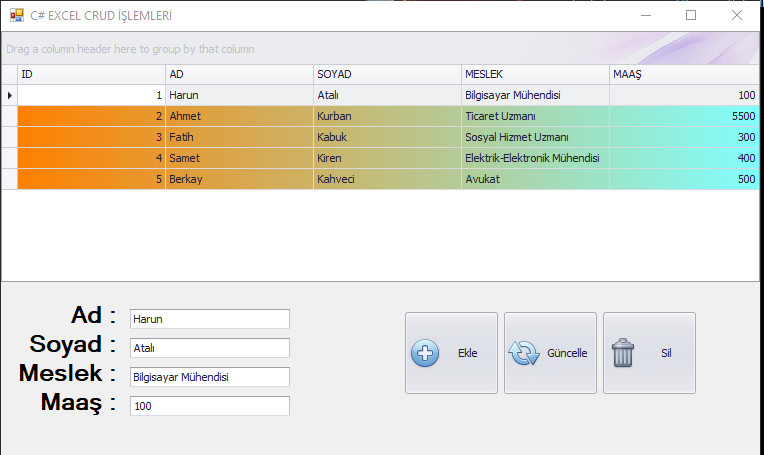 GitHub - haruncanatali/CSharp-Excel-CRUD-Islemleri: Bu projede C# ile Excel (Ekleme,Okuma ...