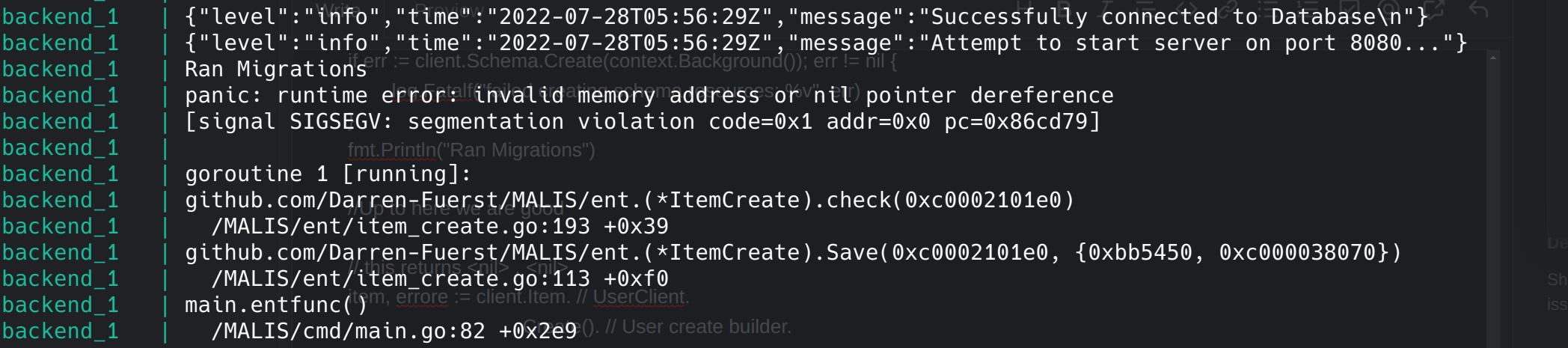 After Running Auto Migrations, Create crashes with segmentation ...