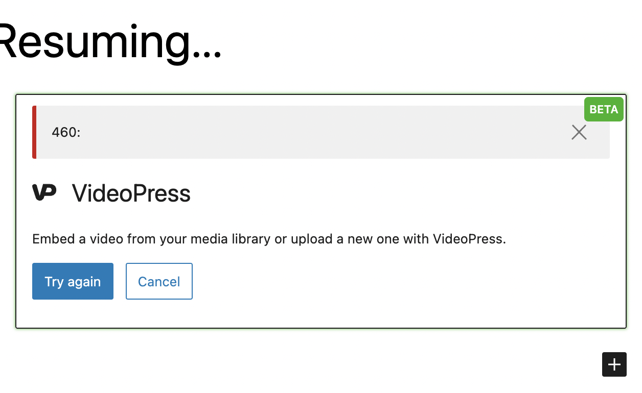 VideoPress: uploading a local video from Media library return 460 error · Issue #28144 ...