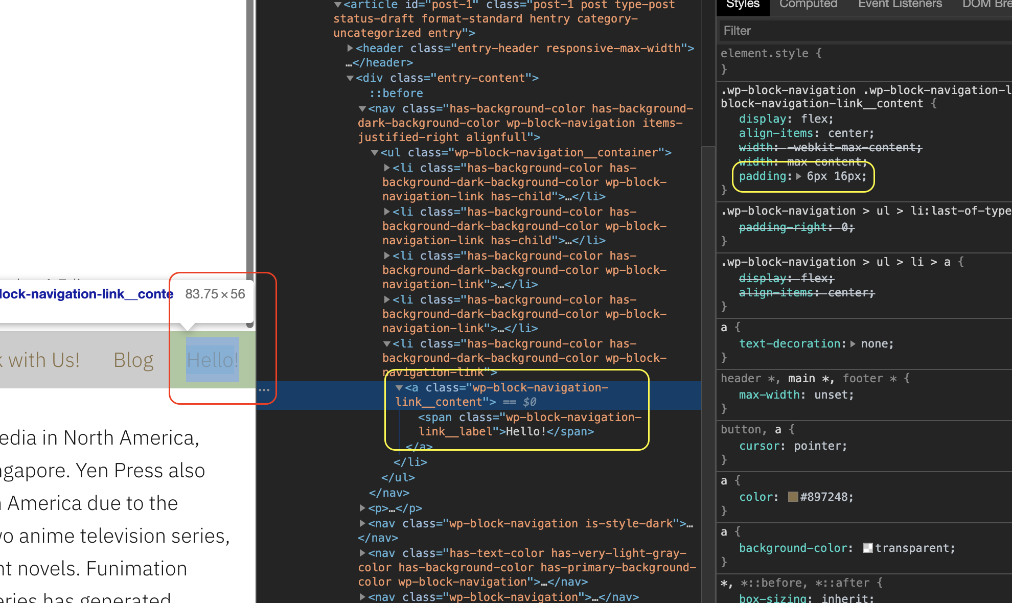 Nav Block Aligning Items Right Does Not Provide Any Default Edge Padding · Issue 19688
