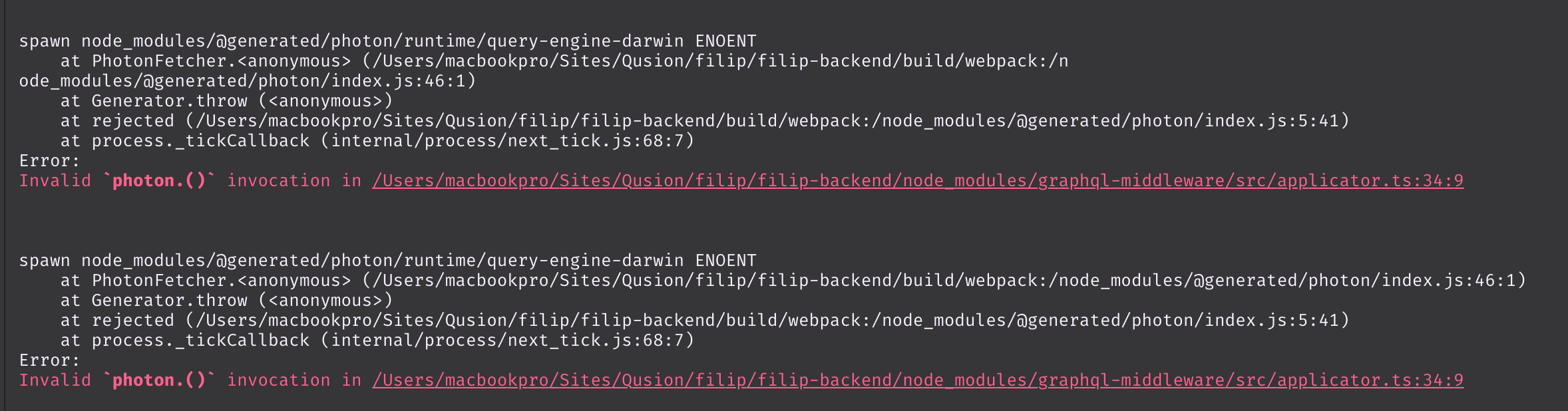 Getting ENOENT when quering with preview > 11 · Issue #590 · prisma/prisma · GitHub