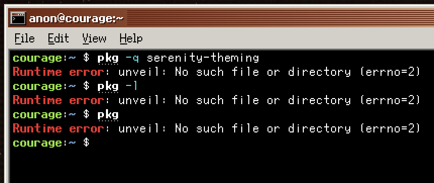 pkg: Gives runtime error when trying to run · Issue #21015 · SerenityOS/serenity · GitHub