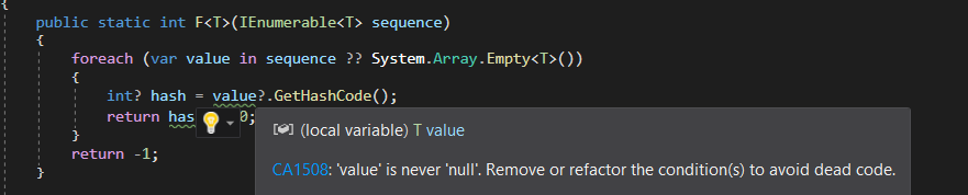 False positive for CA1508 in generic code · Issue #4990 · dotnet/roslyn-analyzers · GitHub