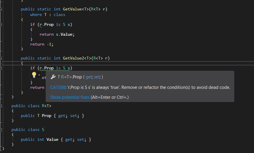 False positive for CA1508 in generic code · Issue #4990 · dotnet/roslyn-analyzers · GitHub