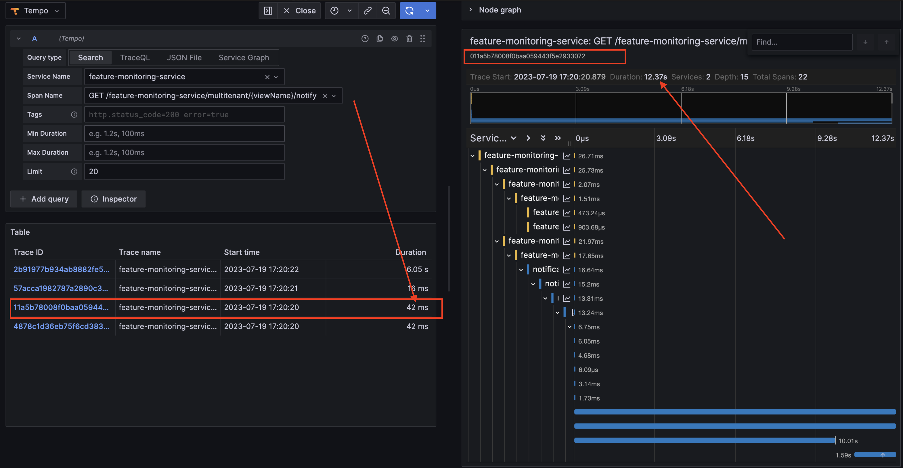 Tempo Explore: Temporary wrong duration of the traces · Issue #71961 · grafana/grafana · GitHub