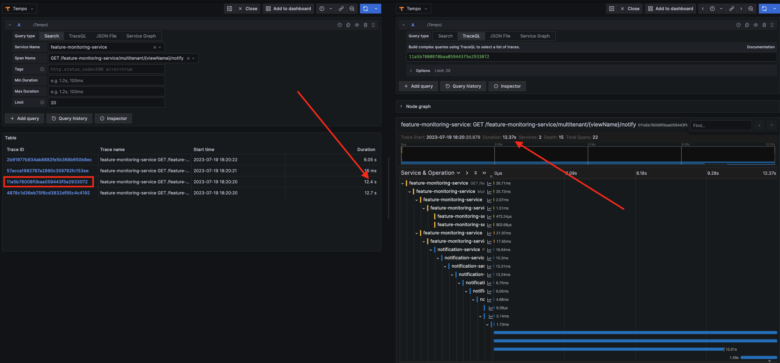 Tempo Explore: Temporary wrong duration of the traces · Issue #71961 · grafana/grafana · GitHub