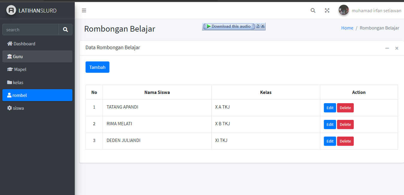 GitHub - irfansetiawan1990/LATIHAN-DASAR-SIAKAD-LARAVEL-8-: LATIHAN ONE TO MANY DAN ONE TO ONE