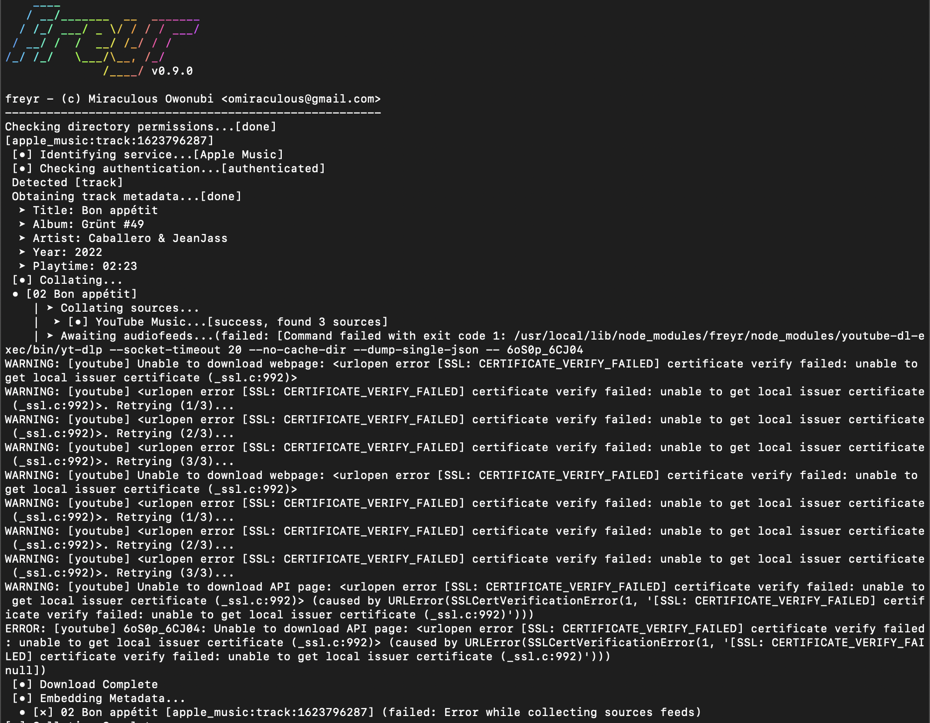 Error while collecting sources feeds · Issue #424 · miraclx/freyr-js · GitHub