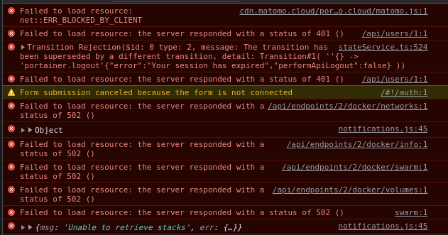 portainer service cannot connect to agents / portainer ui clicking on "primary" endpoint does ...