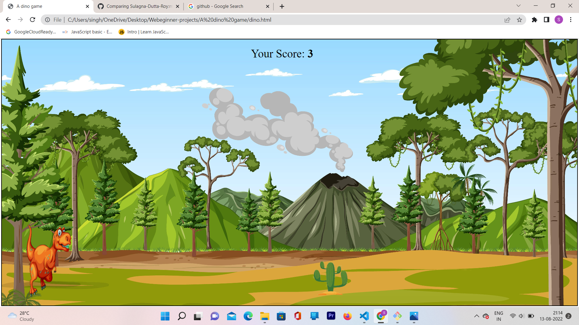 A Dinosaur Game · Issue 575 · Pranjay Poddar Dev Geeks · Github