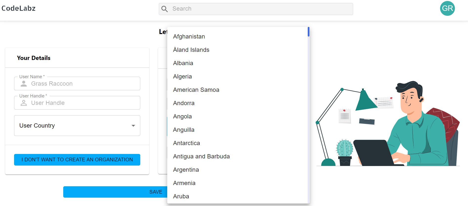 Add searchbar instead of dropdown for Organization country textfield · Issue #485 · scorelab ...