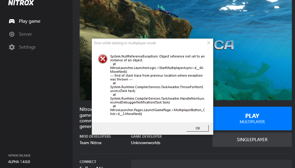 nitrox wont launch when I press multiplayer · Issue #1399 · SubnauticaNitrox/Nitrox · GitHub