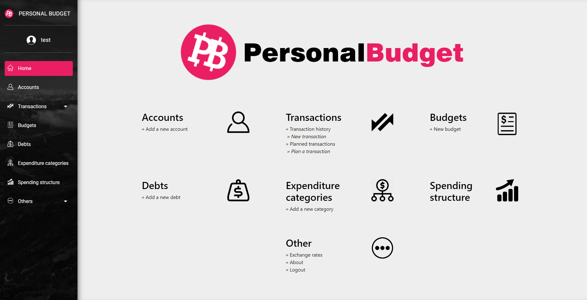 GitHub - ognimoddd/personal-budget: Personal Budget tool developed ...