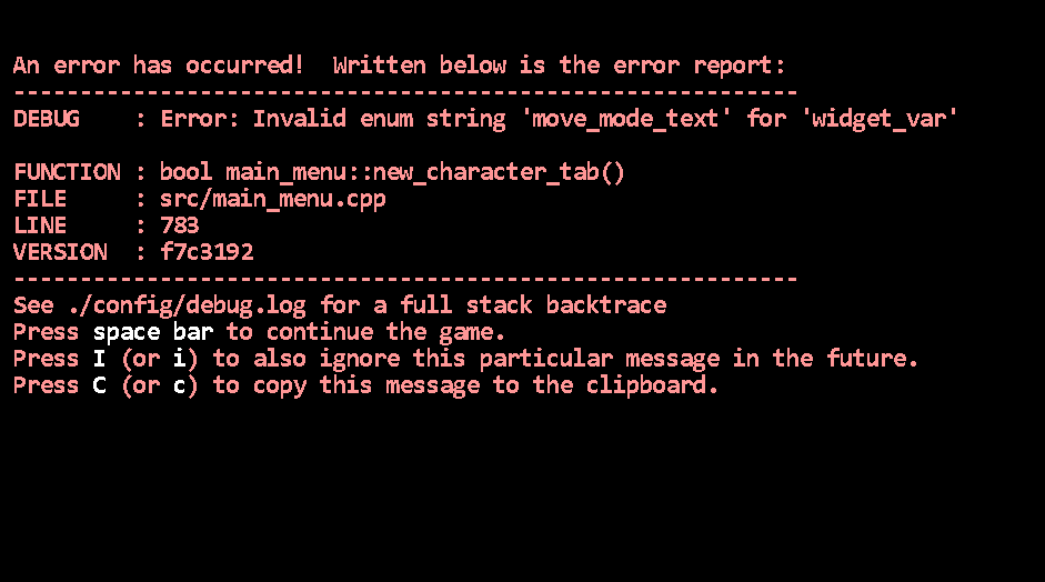 New Character Tab Doesn't Open. · Issue #55187 · CleverRaven/Cataclysm-DDA · GitHub