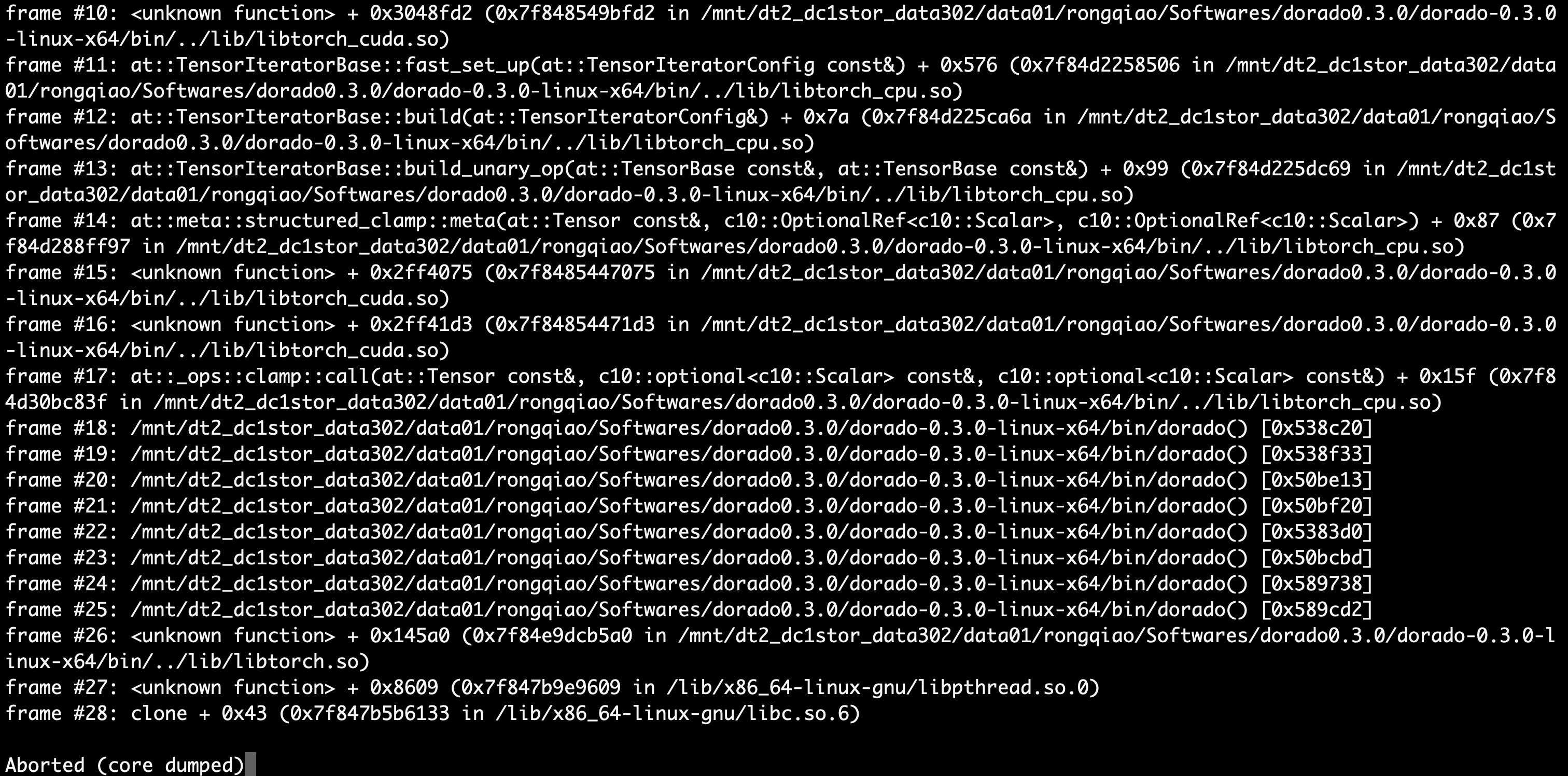 core dumped using dorado duplex for version 0.3.0 · Issue #212 · nanoporetech/dorado · GitHub