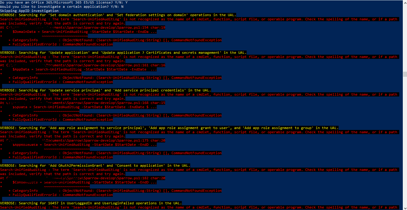 Cmdlet Error · Issue 43 · Cisagov Sparrow · Github