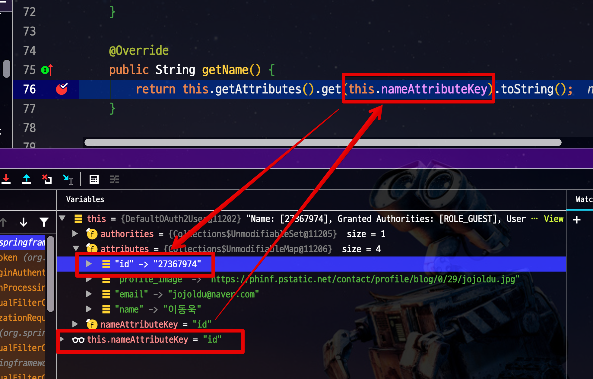 183p userNameAttributeName에 대해서 궁금합니다. · Issue #64 · jojoldu/freelec-springboot2-webservice · GitHub
