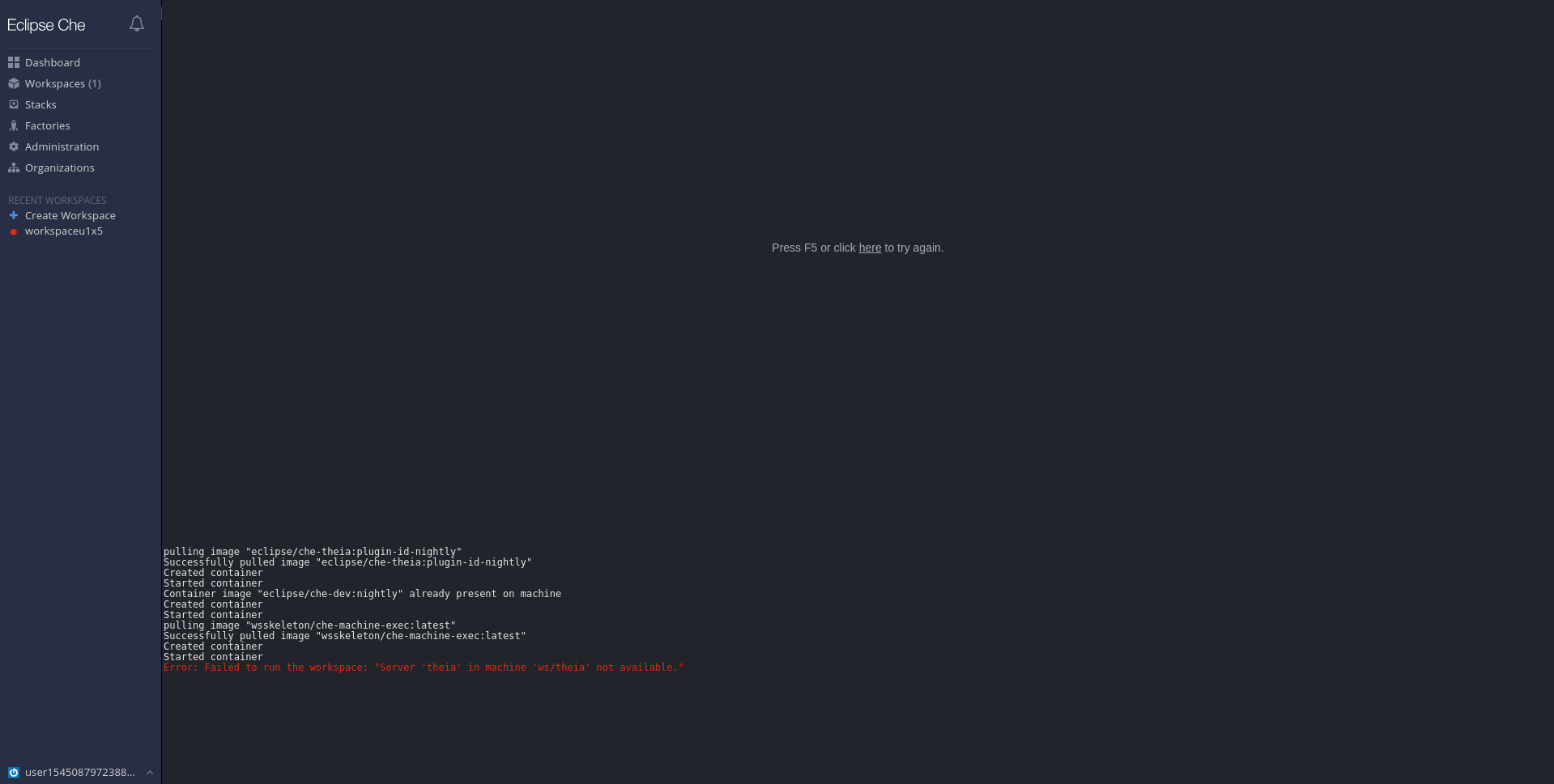 Cannot start workspace from 'Java Theia' stack on Docker and Openshift · Issue #12218 · eclipse ...