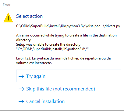 ODM_Setup_3.0.4.exe - Error - Create a file in the destination directory · Issue #1592 ...