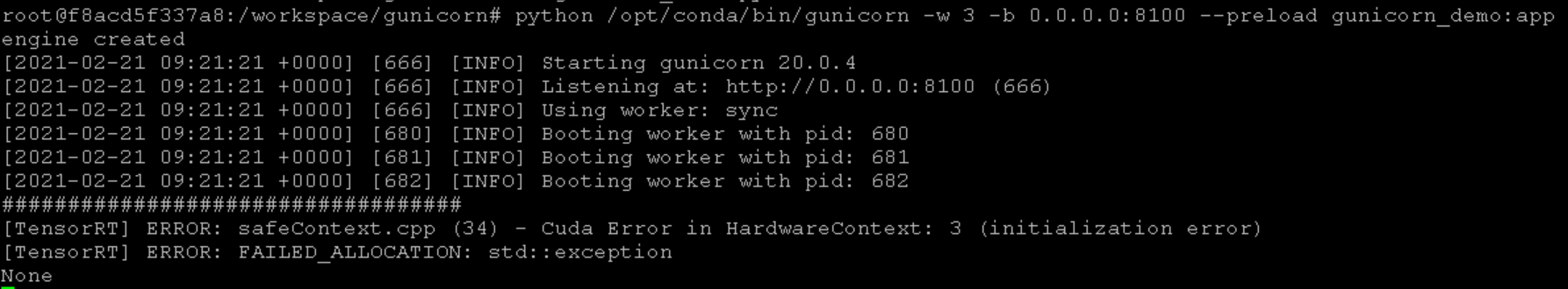 can not share the tensort engine by --preload · Issue #2521 · benoitc/gunicorn · GitHub
