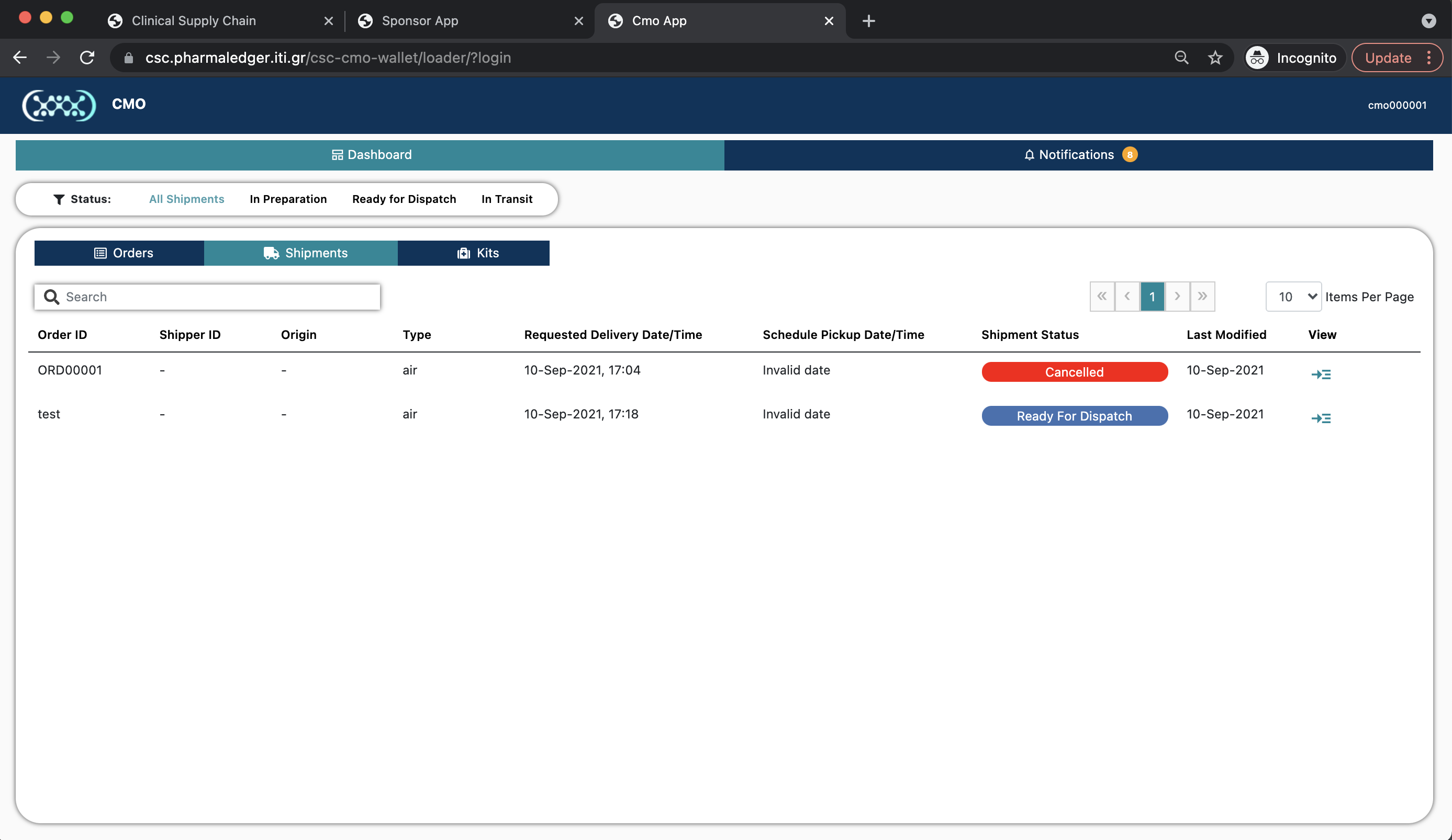 Shipments Dashboard: Filtering · Issue #231 · PharmaLedger-IMI/csc-workspace-main · GitHub