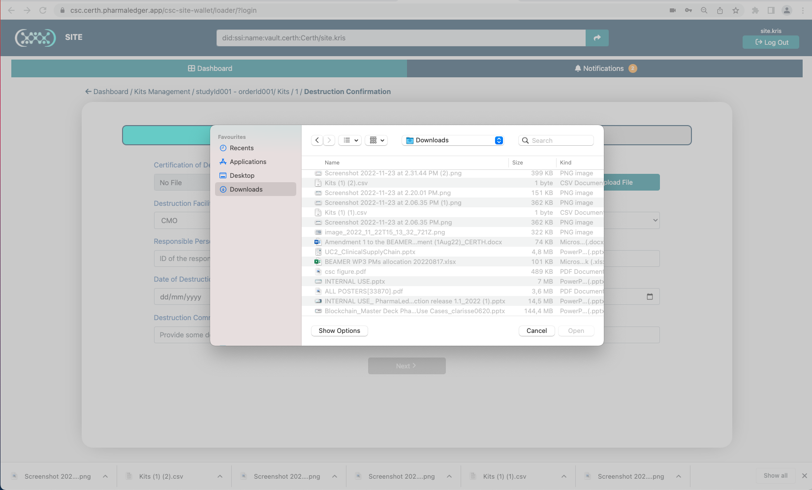 [SITE] Can't upload any file format (potentially Mac issue) · Issue #830 · PharmaLedger-IMI/csc ...