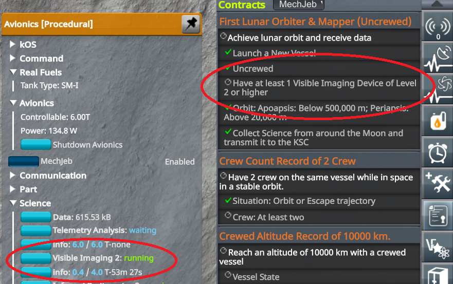 Lunar orbiter and mapper contract doesn't work with in-avionics science · Issue #2027 · KSP-RO ...