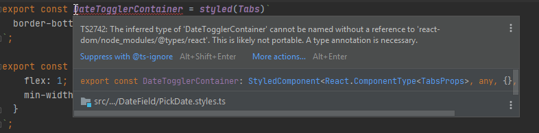 The Inferred Type Of Styled Component Cannot Be Named Without A Reference To React Domnode