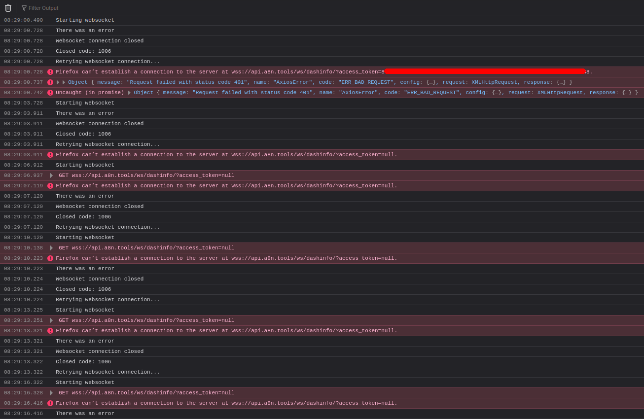 Don't keep retrying websockets connection with an invalid token · Issue #1199 · amidaware ...