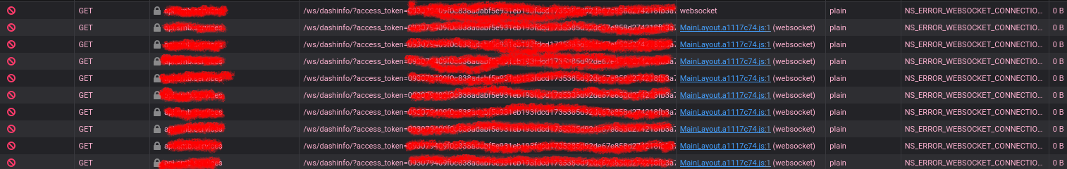 Regression of issue 1199 with uvicorn: Retrying websockets connection ...