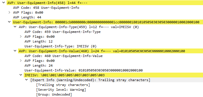 Imei Handling Format Issues Of User Equipment Info Value · Issue