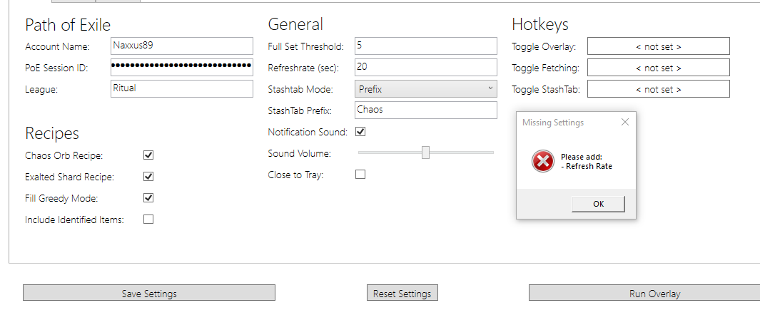 Wont recognize refresh rate · Issue #88 · ChaosRecipeEnhancer ...