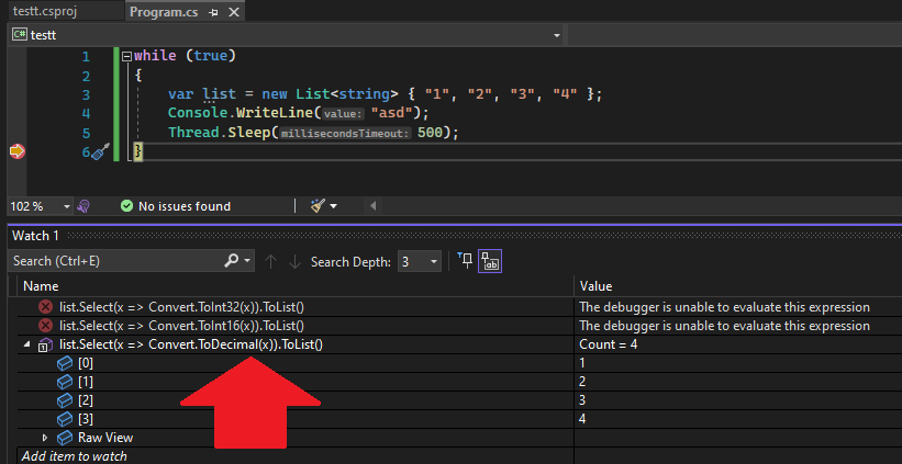 Expression Evaluator Regression - Expression Evaluation in Watch seems to do not take usings ...
