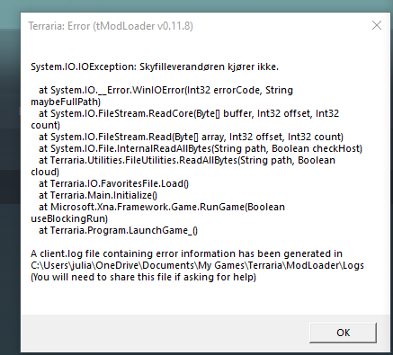 When i open my tmod loader an error message comes up, and ive tried ...