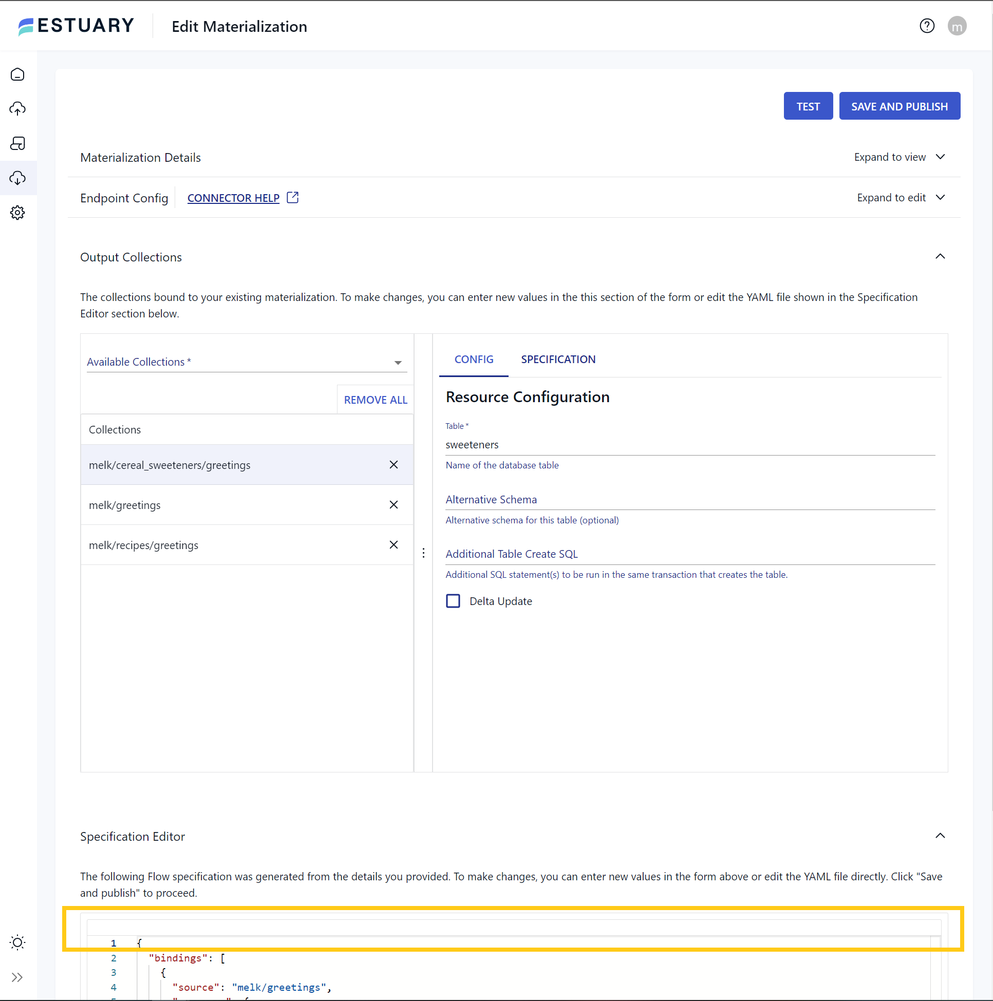 Materialization specification editor redundantly patches the draft_specs table · Issue #482 ...