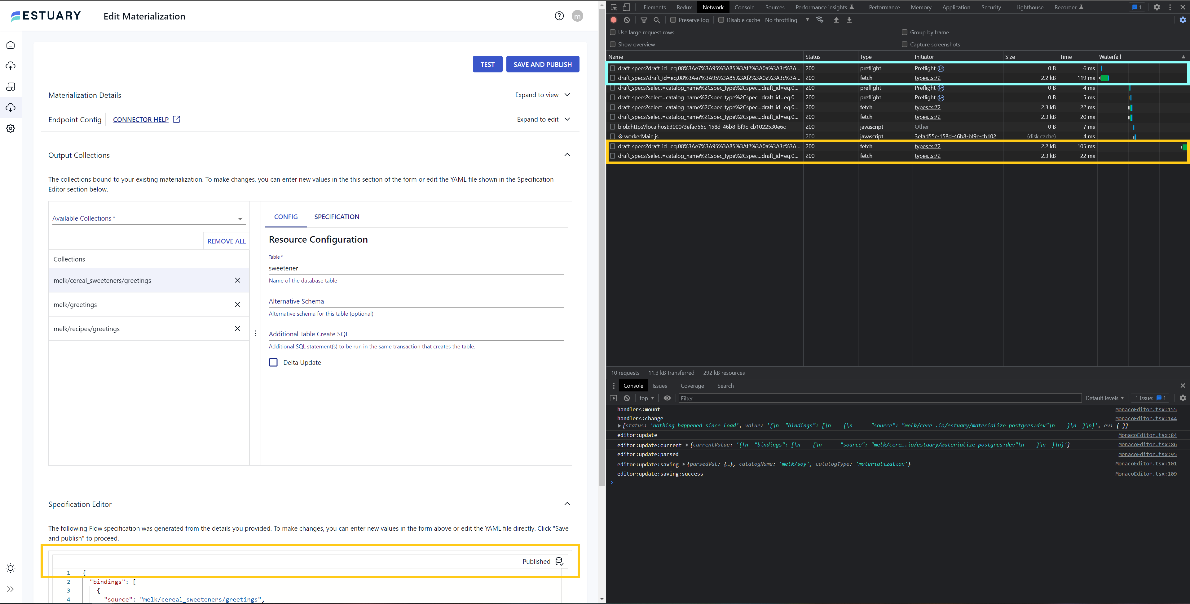 Materialization specification editor redundantly patches the draft_specs table · Issue #482 ...