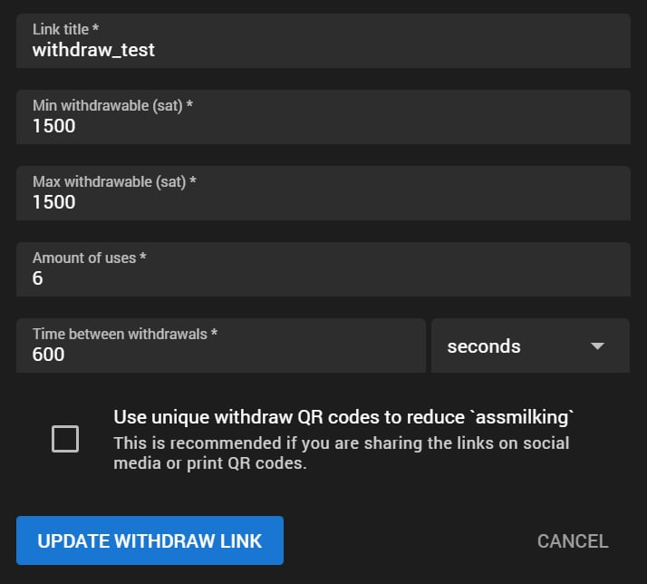 lnurl withdrawal allow uses more than specific in the amount of uses · Issue #439 · lnbits ...