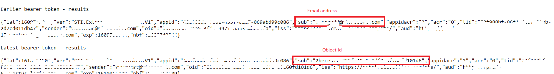 Bearer token "sub" is returning action performer object id now instead of email address · Issue ...