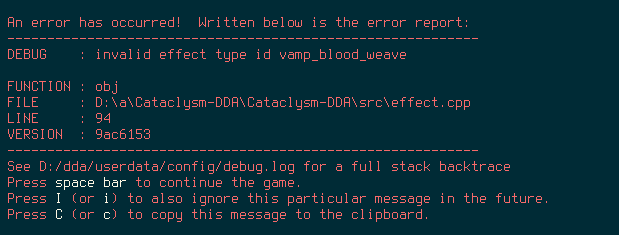 Coagulant Weave is causing an error, not doing anything · Issue #68135 · CleverRaven/Cataclysm ...